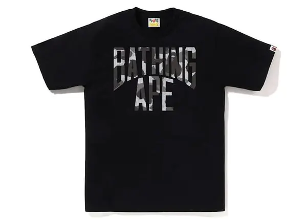A BATHING APE Heather Gray Camo Bathing Ape Tee Shirt - Black