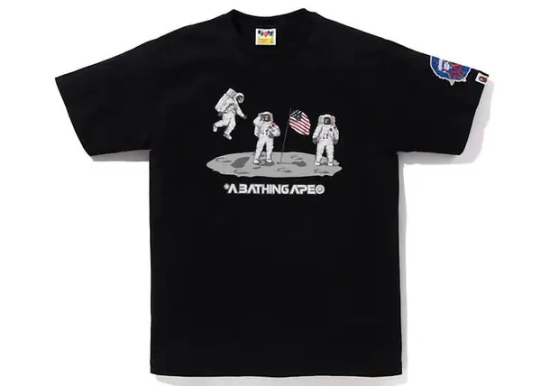 A BATHING APE Moon Landing Tee Shirt - Black