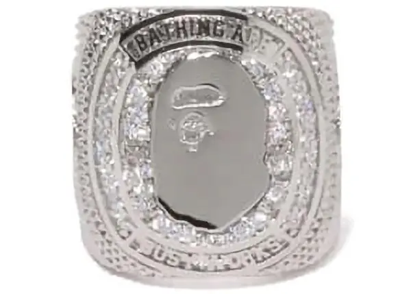 BAPE Rhinestone College Ring - Silver