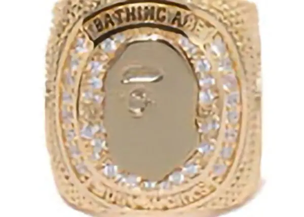BAPE Rhinestone College Ring - Gold