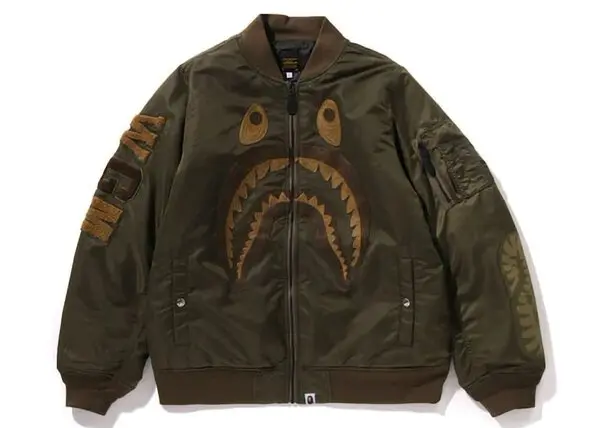 A BATHING APE Shark Ma1 Jacket - Olive