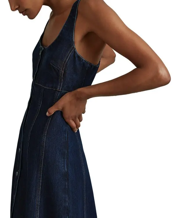 REISS Lyle Denim Midi Dress
