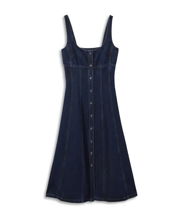 REISS Lyle Denim Midi Dress
