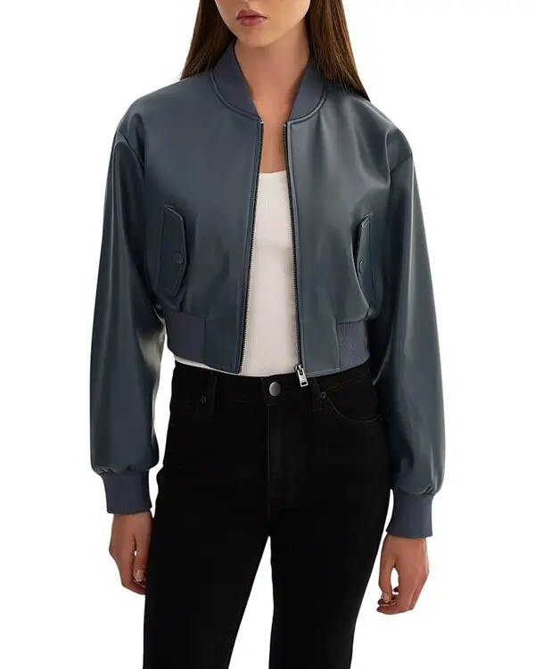 LAMARQUE Evelin Faux Leather Bomber Jacket - Graphite