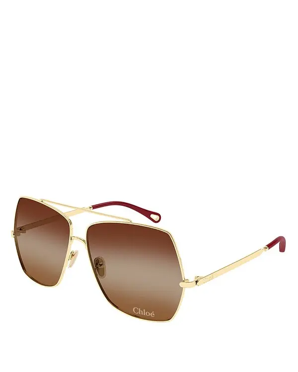Chloé Aly Square Sunglasses - Gold/brown Gradient