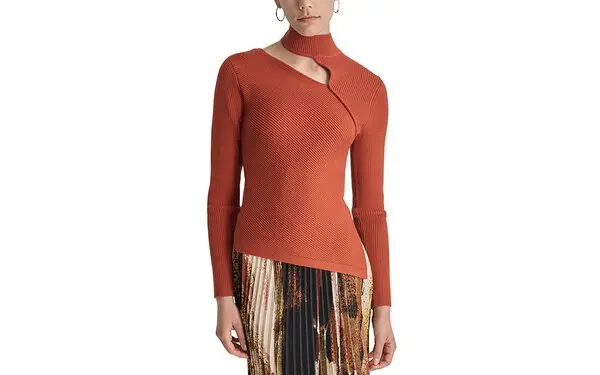 Dkny Asymmetrical Cutout Sweater - Russet
