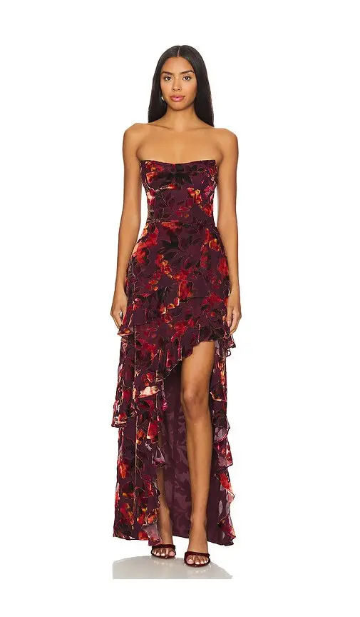 Amanda Uprichard Magnolia Maxi Dress - Burgundy