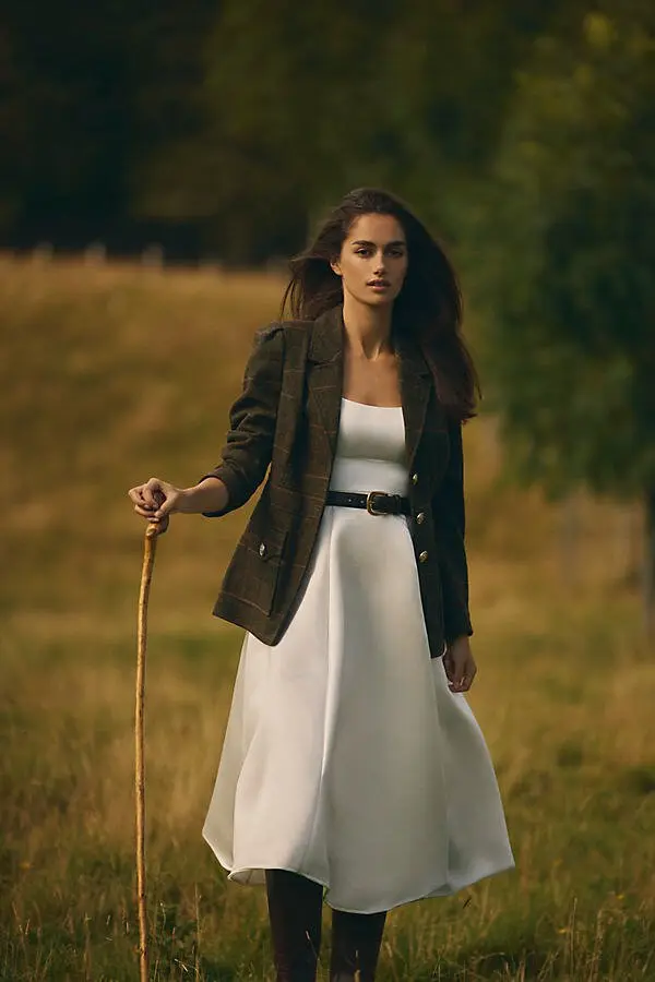 Bhldn Scoop-Neck Fit & Flare Satin Midi Dress In White - 31% Off |  Editorialist