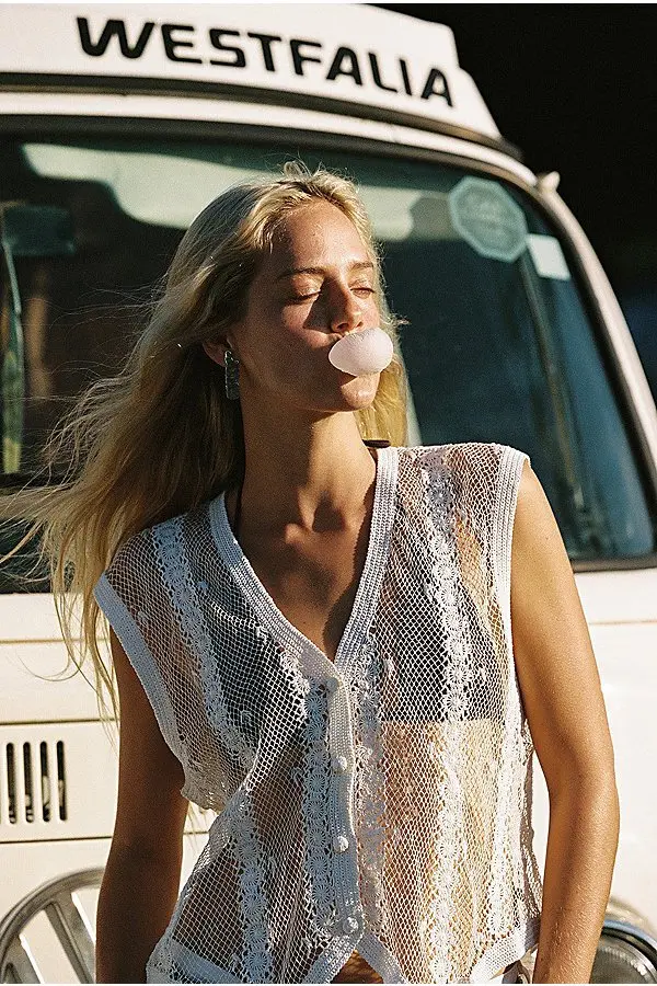 MADLY VINTAGE Crochet Lace Vest