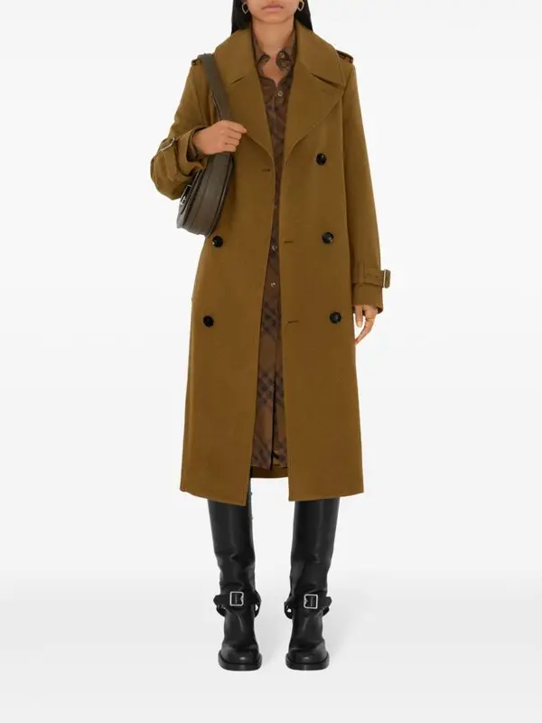 Burberry Belted Cashmere Trench Coat - Brown