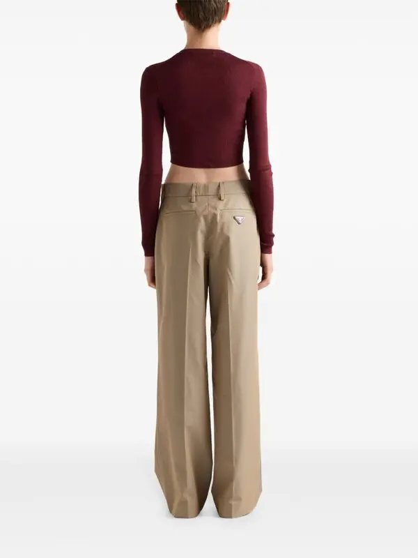Prada Intarsia-knitted Logo Top - Red