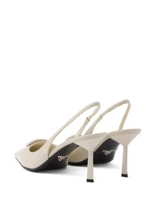 Prada 75mm Leather Slingback Pumps - Neutrals
