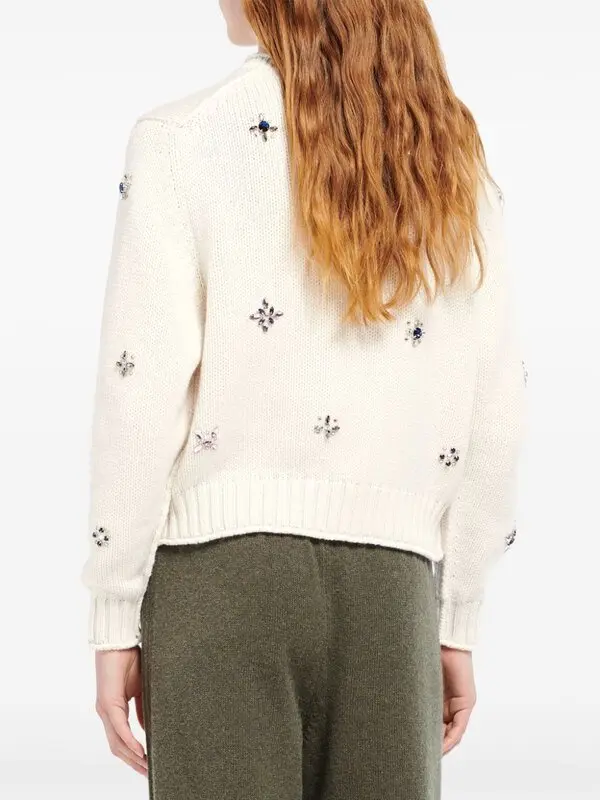 BARRIE Embroidered Cashmere Cardigan - White