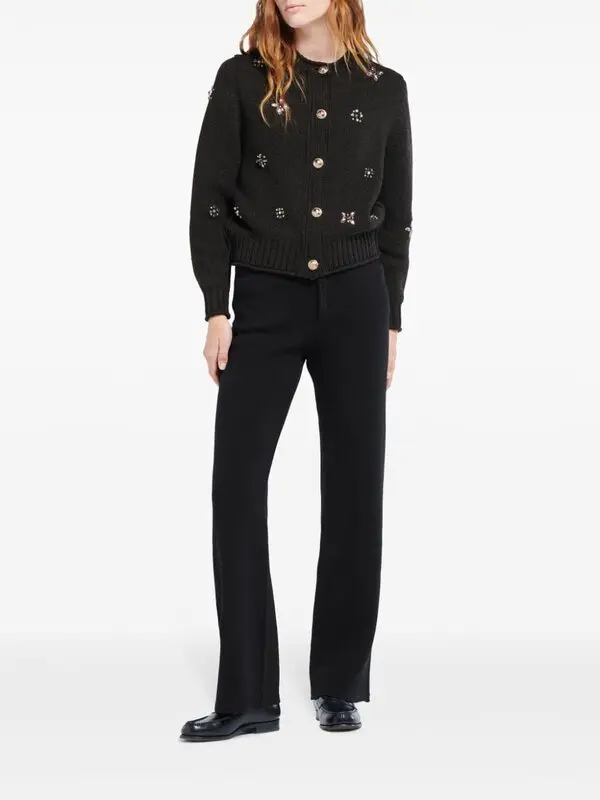 BARRIE Embroidered Cashmere Cardigan - Black