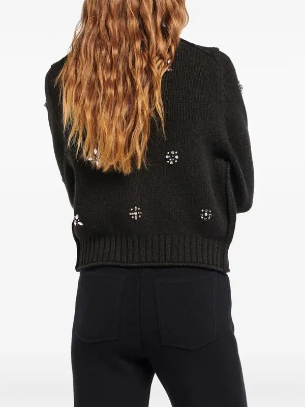 BARRIE Embroidered Cashmere Cardigan - Black
