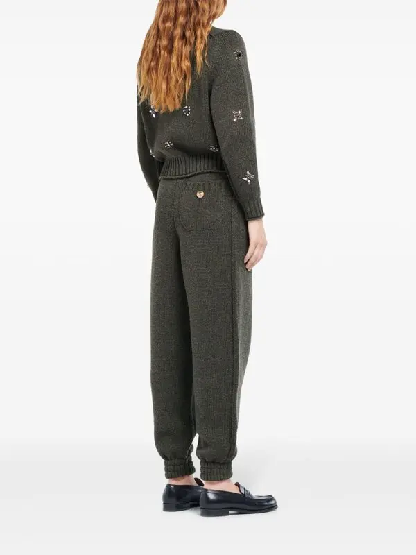BARRIE Embroidered Cashmere Cardigan - Green