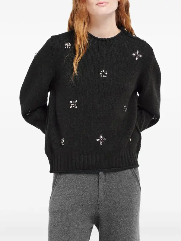 BARRIE Embroidered Cashmere Jumper - Black