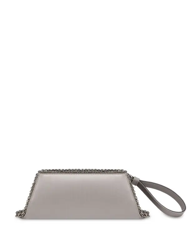Alberta Ferretti Satin Clutch With Studded Trim