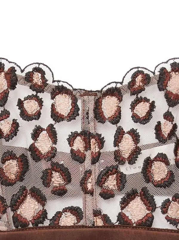 FLEUR DU MAL Leopard-embroidered Boned Bralette