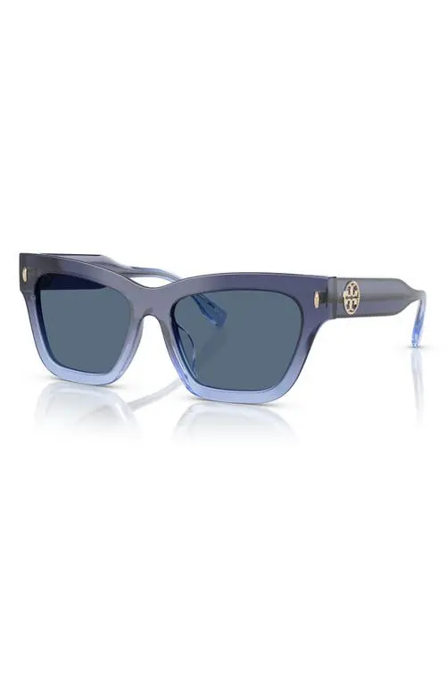 Tory Burch 54mm Polarized Cat-Eye Sunglasses - Dark Blue  display picture 2