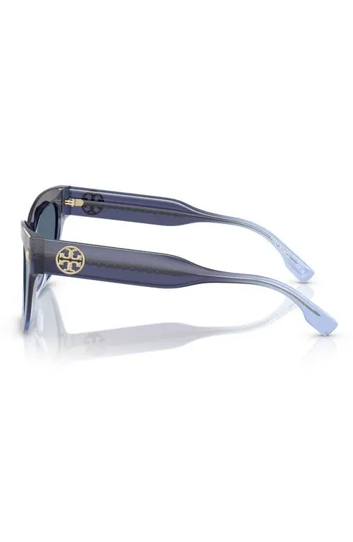 Tory Burch Navy Sunglasses 54mm Tory Burch Oval Sunglasses, 54mm - Navy/Dark Grey Flash  main image 2