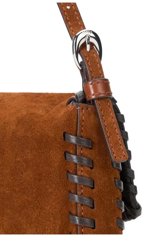 Staud Harlow Suede Shoulder Bag - Tabacco/espresso