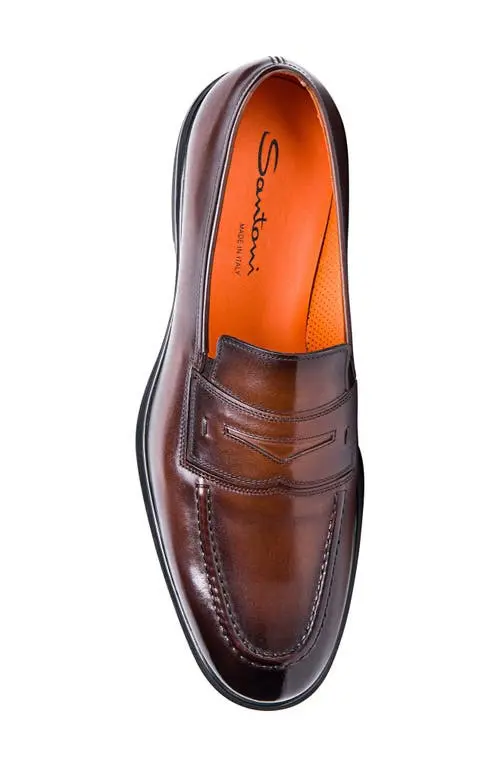 Santoni Easy Penny Loafer - Dark Brown