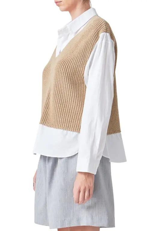GREY LAB Layered Look Sweater With Shirt