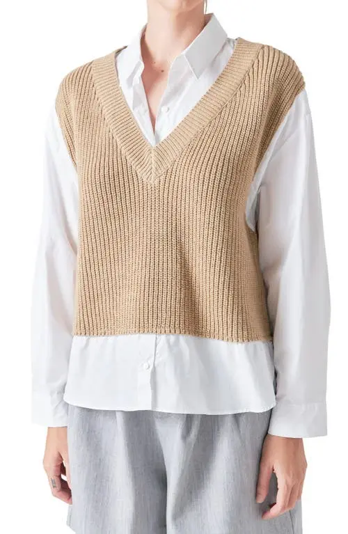 GREY LAB Layered Look Sweater With Shirt