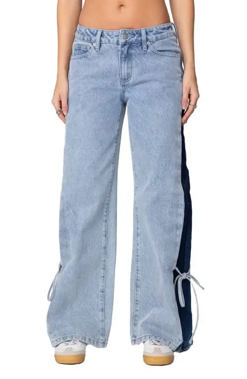 EDIKTED Contrast Panel Wide Leg Jeans - Blue