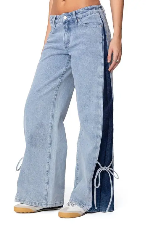 EDIKTED Contrast Panel Wide Leg Jeans
