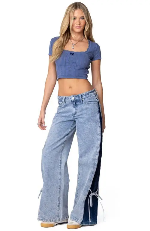 EDIKTED Contrast Panel Wide Leg Jeans