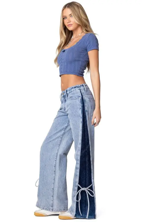 EDIKTED Contrast Panel Wide Leg Jeans
