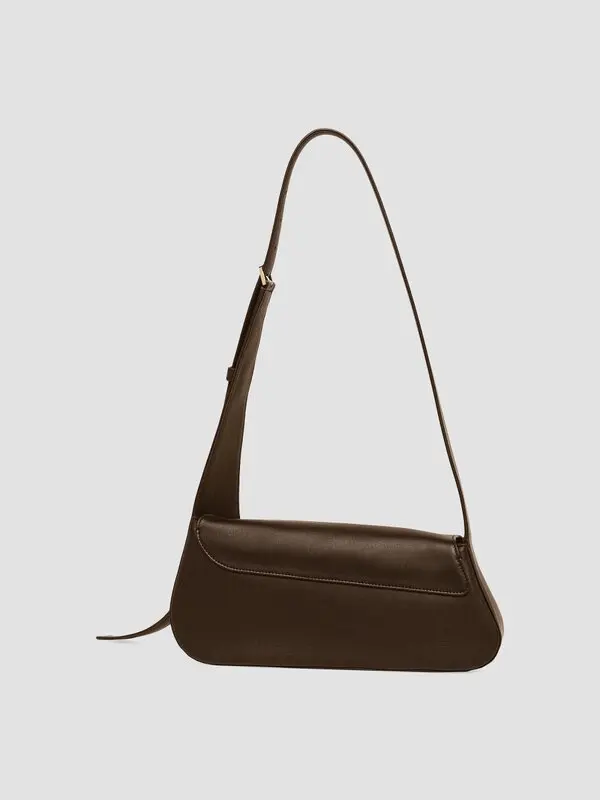 Santoni Soft Pluto Leather Shoulder Bag - Dark Brown