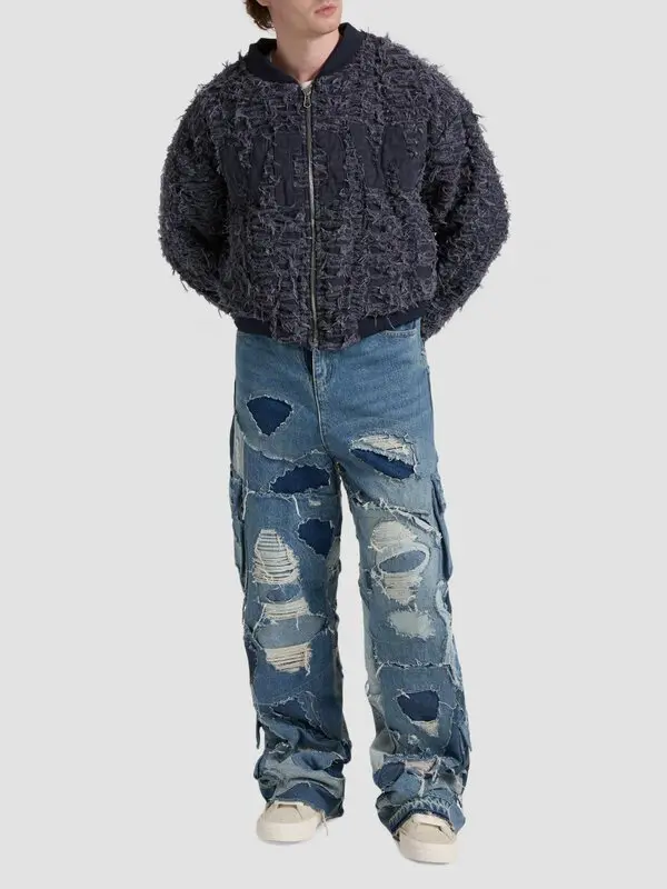WHO DECIDES WAR Husk Distressed Cotton Bomber Jacket