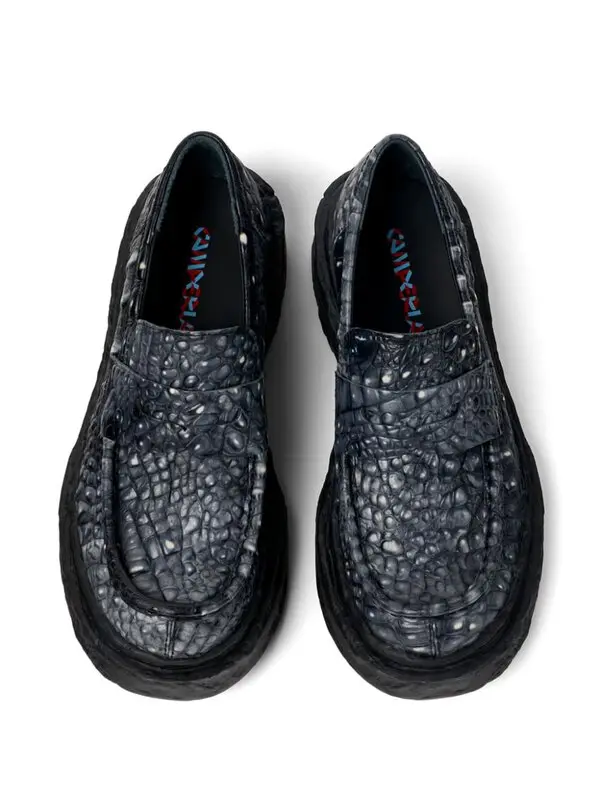 Camper Vamonos Croc-Effect Leather Loafers - Grey - 20% Off