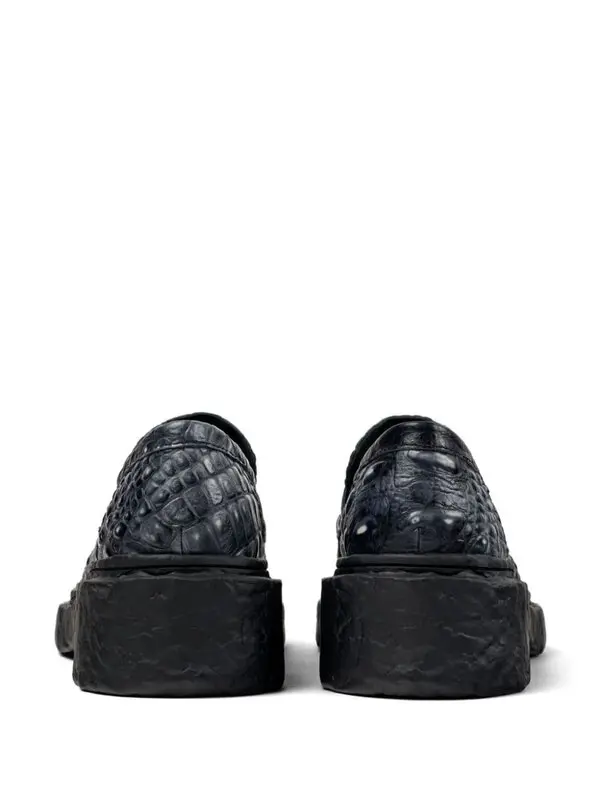 Camper Vamonos Croc-effect Leather Loafers - Grey