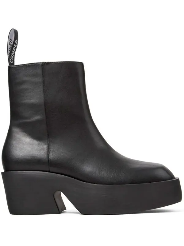 Camper Billie Leather Ankle Boots - Black
