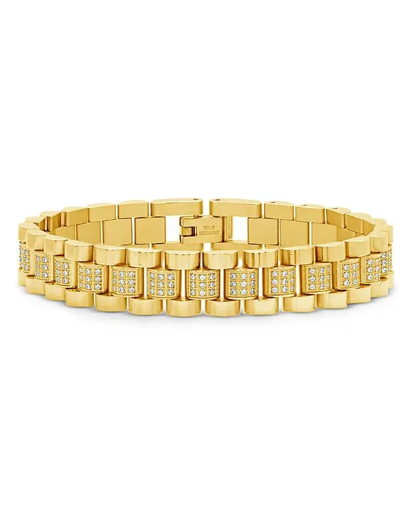 Sterling Forever Pave Chain Bracelet In 14k Plated - Gold