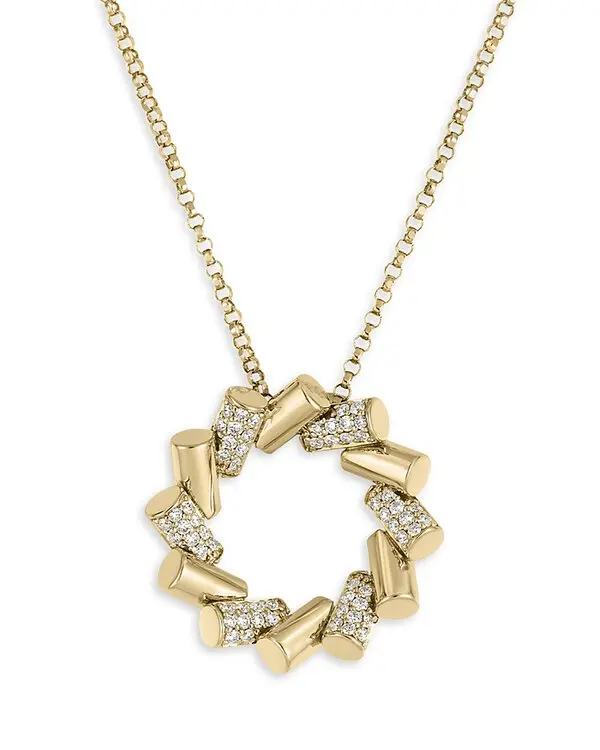 Roberto Coin Domino Diamond Circle Pendant Necklace - Gold