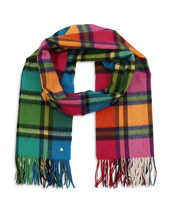 Kate Spade New York Plaid Mix Yarn Dye Wool Scarf - Multi