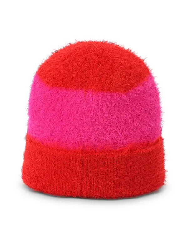 Kate Spade New York Awning Stripe Fuzzy Beanie - Pink Multi  display picture 1