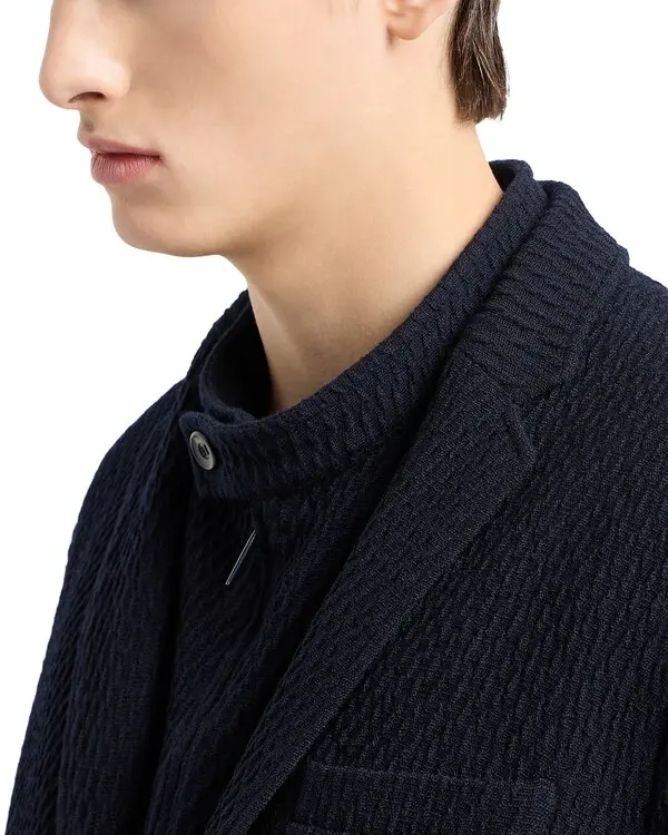 Emporio Armani Textured Stretch Blazer - Blue Navy