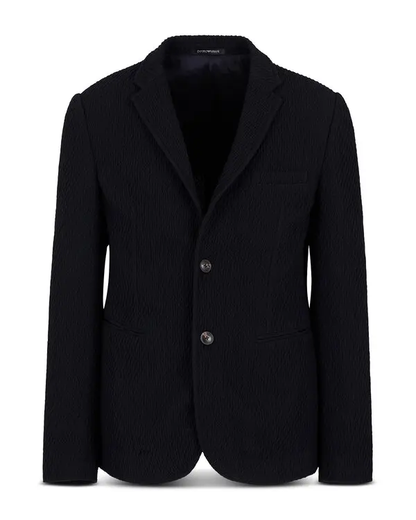 Emporio Armani Textured Stretch Blazer - Blue Navy