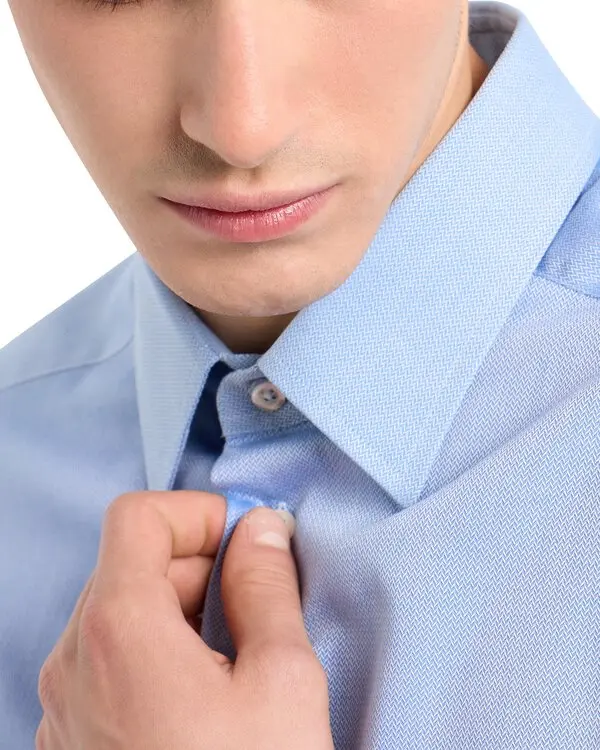 Emporio Armani New York Regular Fit Herringbone Dress Shirt - Multi
