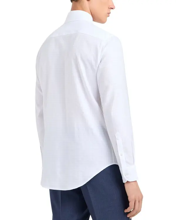 Emporio Armani Cotton Shirt With Allover Micro Jacquard Motif - Brilliant