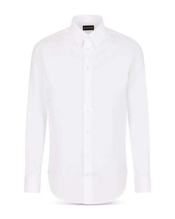 Emporio Armani Cotton Shirt With Allover Micro Jacquard Motif - Brilliant