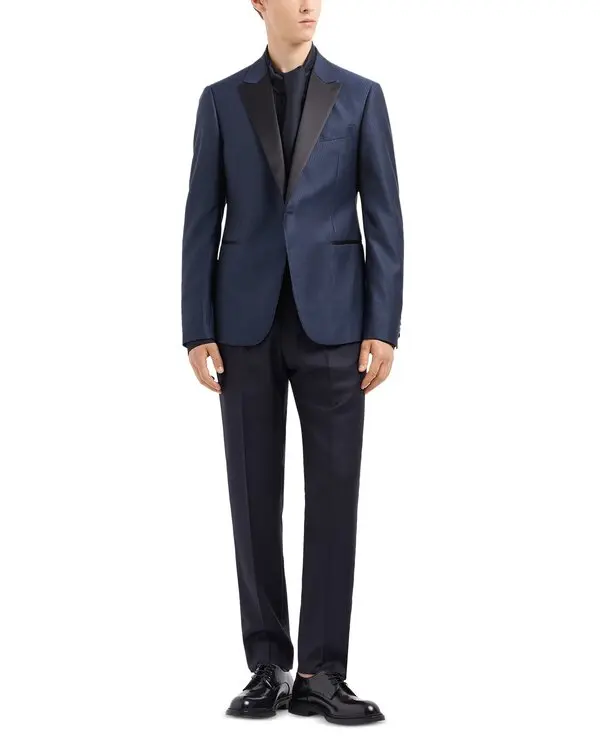 Emporio Armani M Line Slim Fit Wool & Silk Peak Lapel Blazer