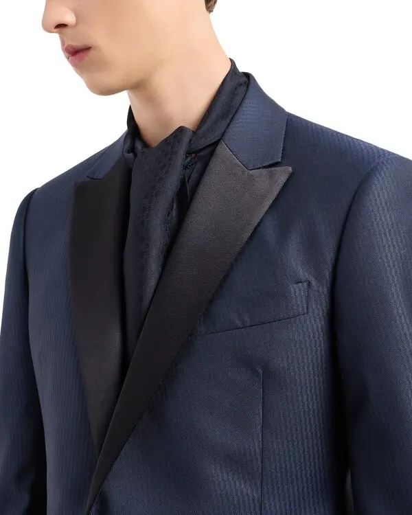 Emporio Armani M Line Slim Fit Wool & Silk Peak Lapel Blazer