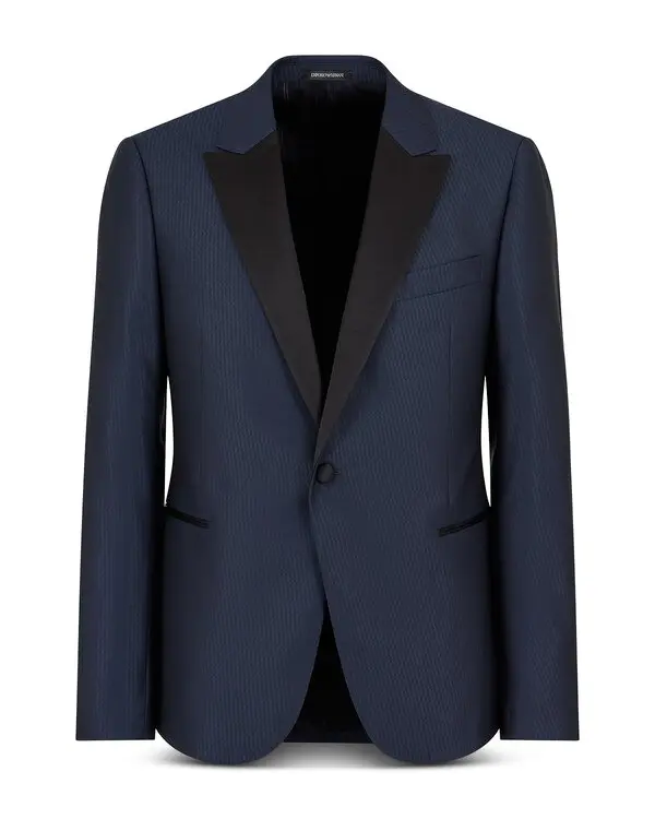 Emporio Armani M Line Slim Fit Wool & Silk Peak Lapel Blazer